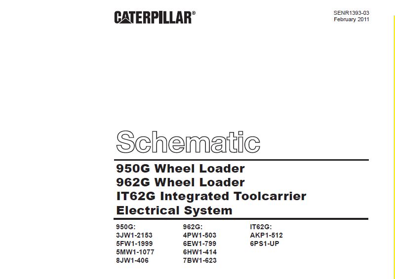 CAT 950G and 962G Wheel Loader, IT62G Integrated Toolcarrier Electrical ...
