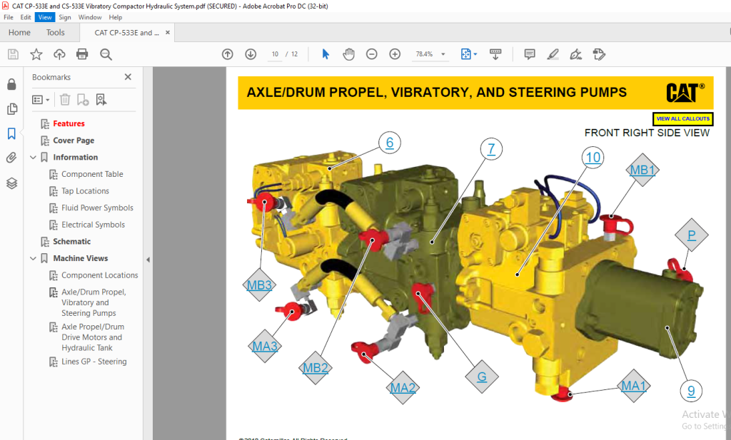 Hydraulic Schematic for CAT CP-533E & CS-533E Soil Compactor PDF ...