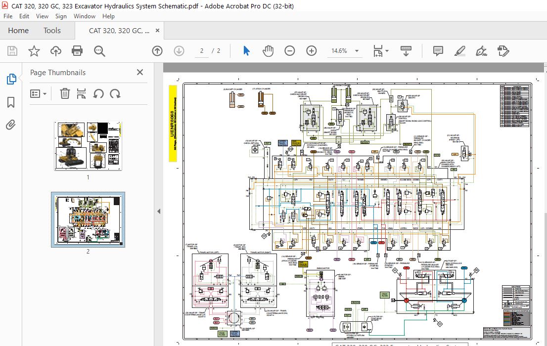 Cat 320 GC 320 & 323 Excavator Hydraulic System-Attachment Schematic Manual