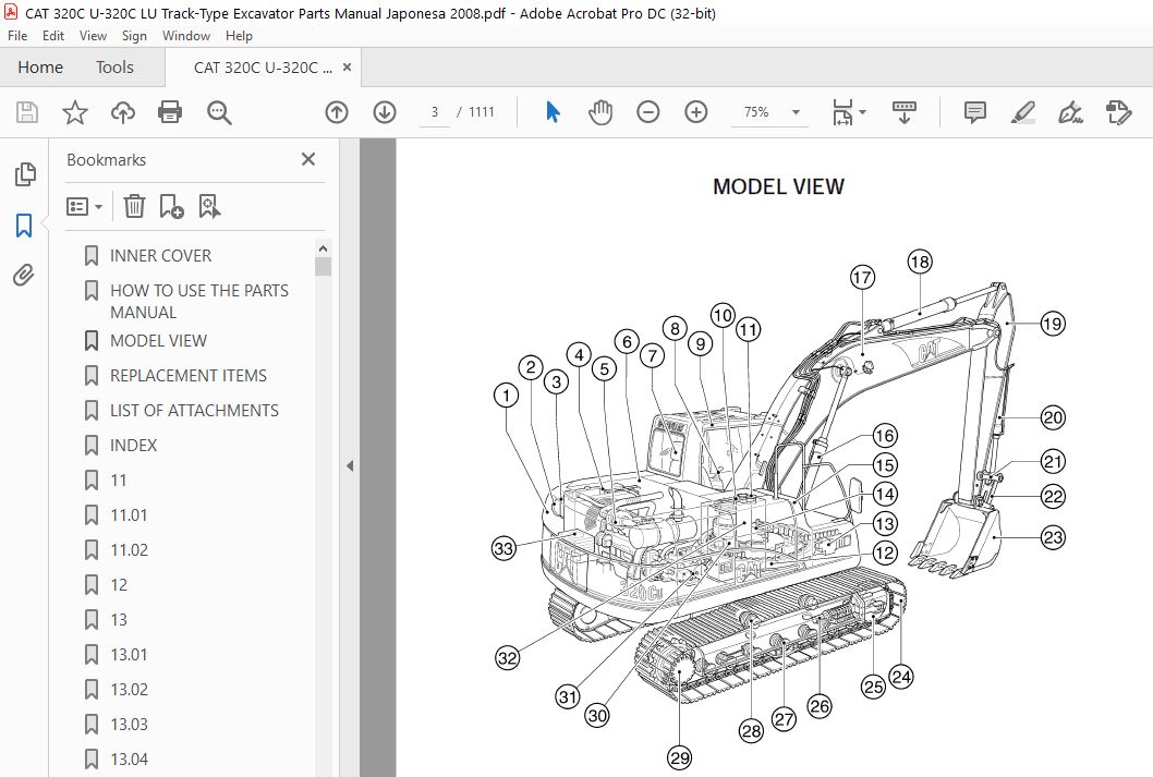Cat 320C U 320C LU Track-Type Excavators Parts Manual – PDF DOWNLOAD ...