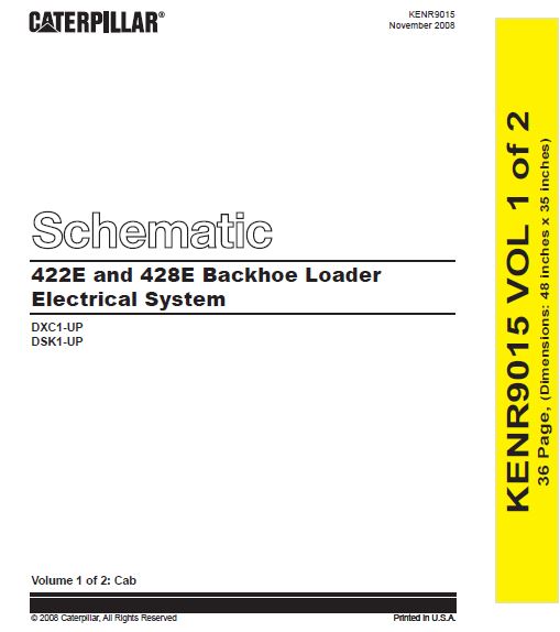 Cat 428E-DXC Backhoe Loader Electrical + Hydraulic System Schematic ...