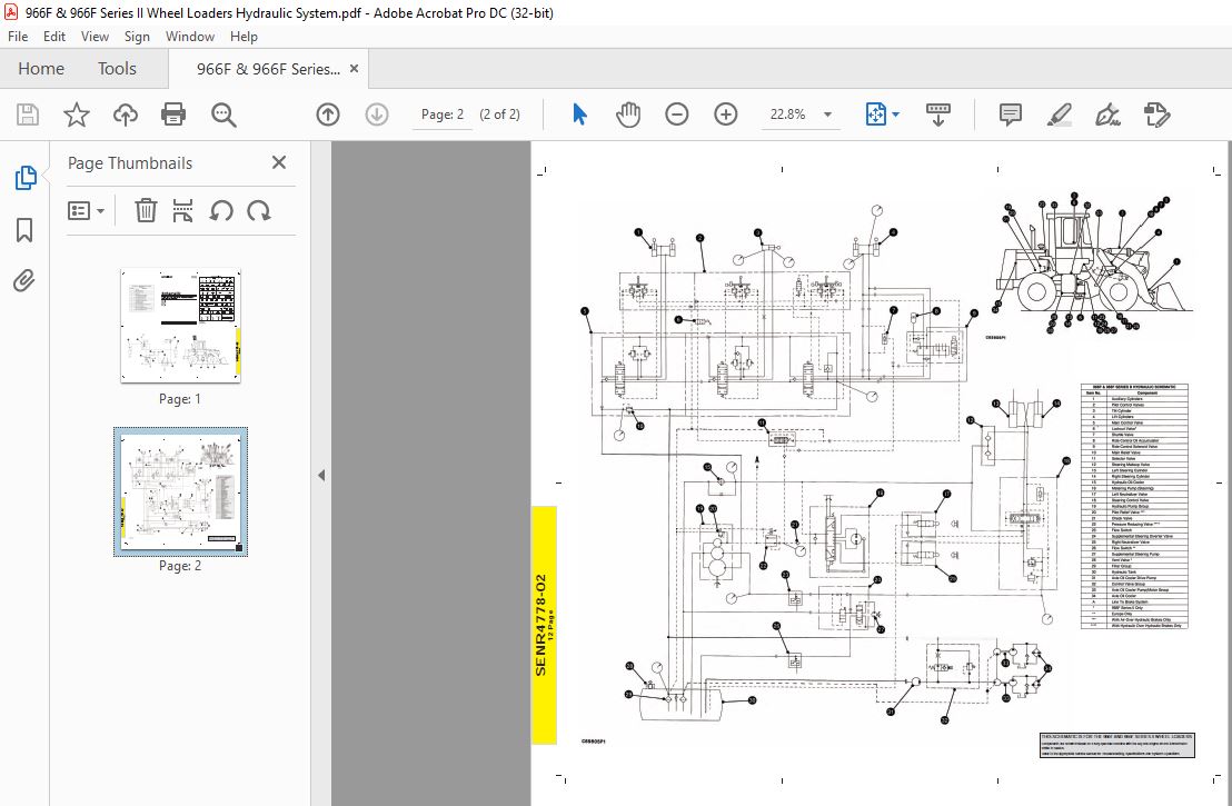 Cat 966F & 966F Series II Wheel Loaders Hydraulic System Schematic ...