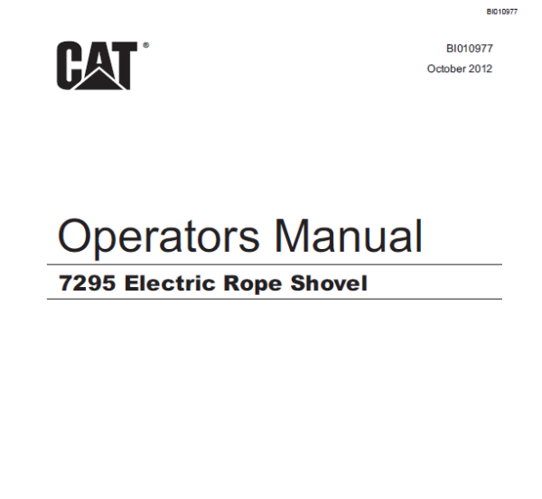 Cat 7295 Electric Rope Shovel Maintenance & Operation Manual – PDF ...