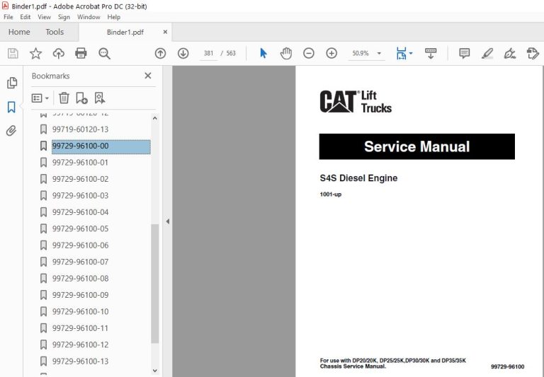 Caterpillar Cat DP30K FC Lift Trucks Service Manual - Complete Set ...
