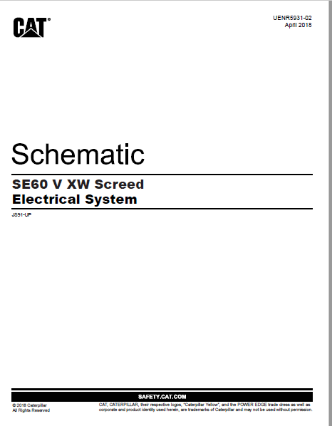 En Cat SE60 V XW Screed Asphalt Paver Hydraulic System Schematic Manual ...