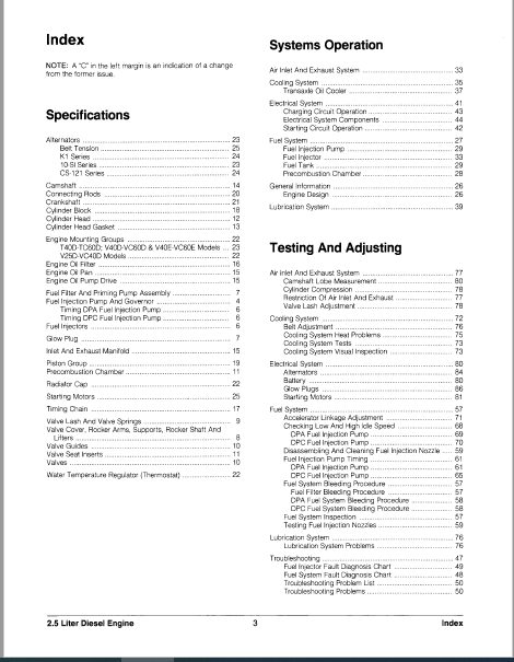 Caterpillar V35D (2.5 Liter (ХDЗР) Diesel Engine) Specifications ...