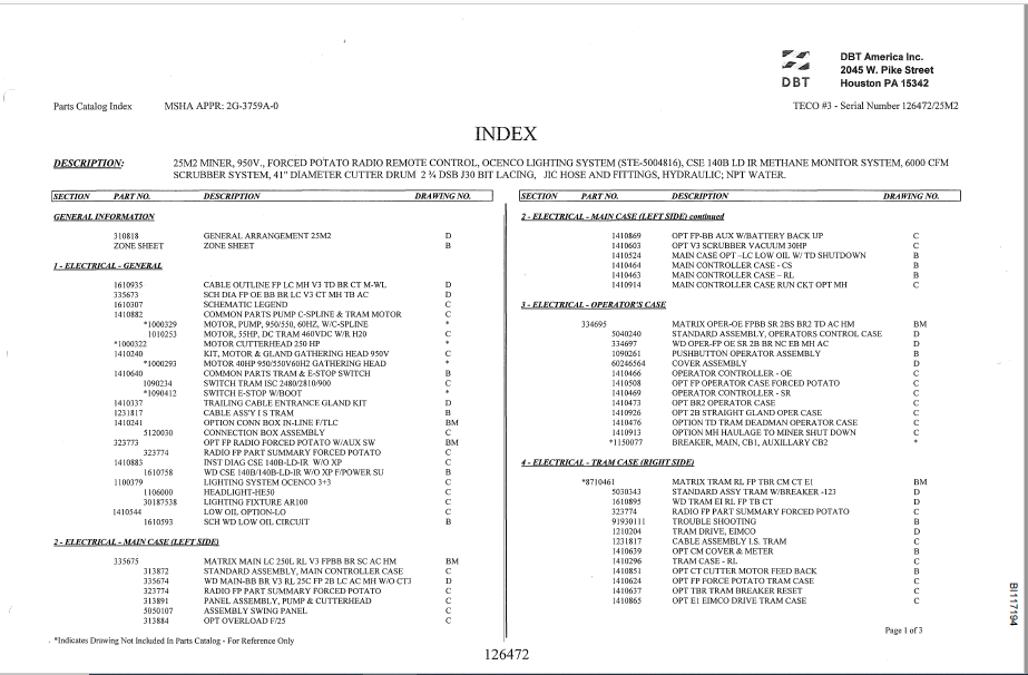 CAT Continuous Haulage DBT 25M2 Parts Catalog Manual - PDF DOWNLOAD ...