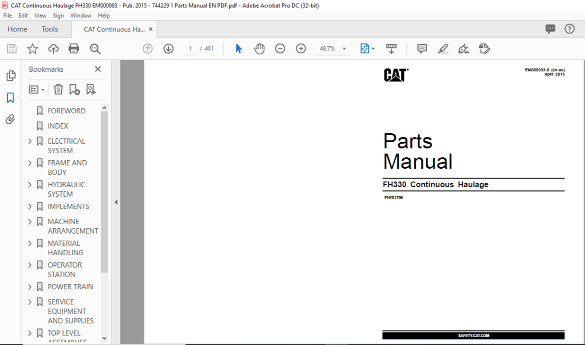 CAT Continuous Haulage FH330 PARTS Manual – PDF DOWNLOAD – HeyDownloads ...