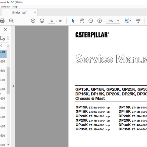 Caterpillar GP15K GP18K GP20K GP25K GP30K GP35K Chassis & Mast Service ...