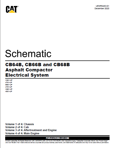 EN CAT Paving Compactor CB64B CB66B CB68B Asphalt Electric Schematic ...
