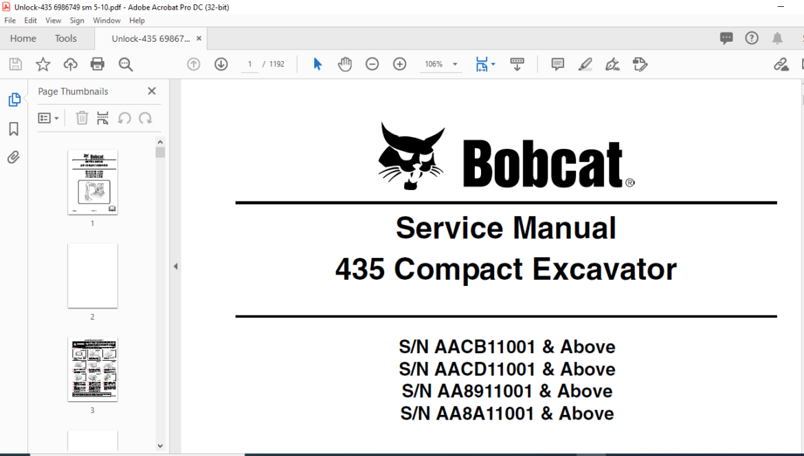 Bobcat 435 Service Manual 6986749 (5-10) - PDF DOWNLOAD - HeyDownloads ...
