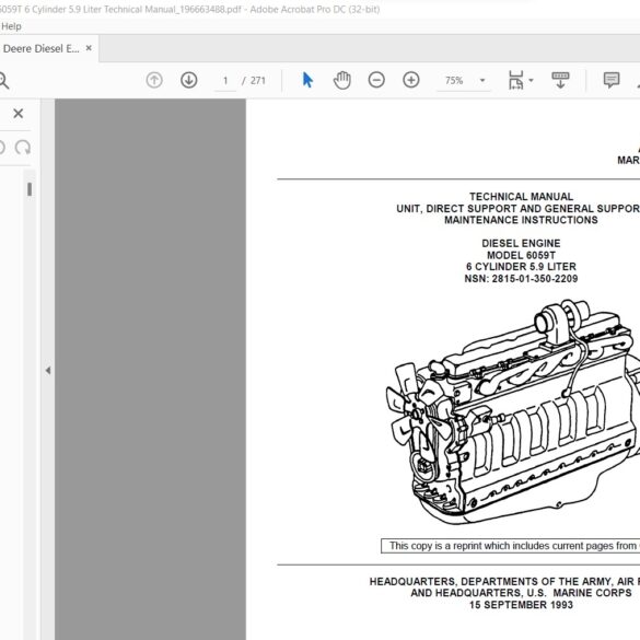 John Deere 6059T Diesel Engine Cylinder 5.9 Liter Technical Manual - HeyDownloads - Manual Downloads