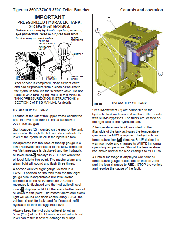 Tigercat 860C 870C L870C Feller Buncher Operator’s Manual – PDF ...