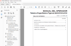Tigercat 860C 870C L870C Taladora Engavilladora MANUAL DEL OPERADOR ...