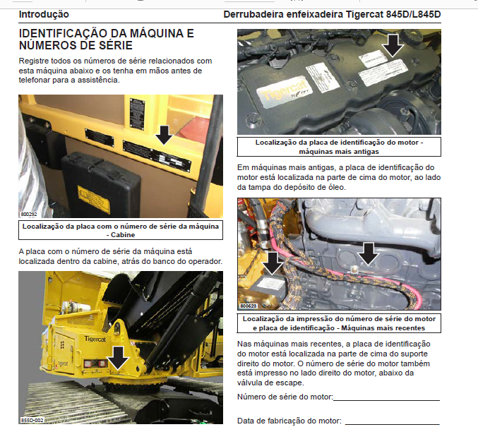 Tigercat 845D L845D Derrubadeira Manual do Operador (Portuguese) PDF ...