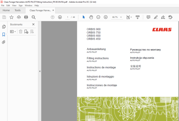 CLAAS ORBIS 900 ORBIS 750 ORBIS 600 ORBIS 450 Fitting Instructions ...