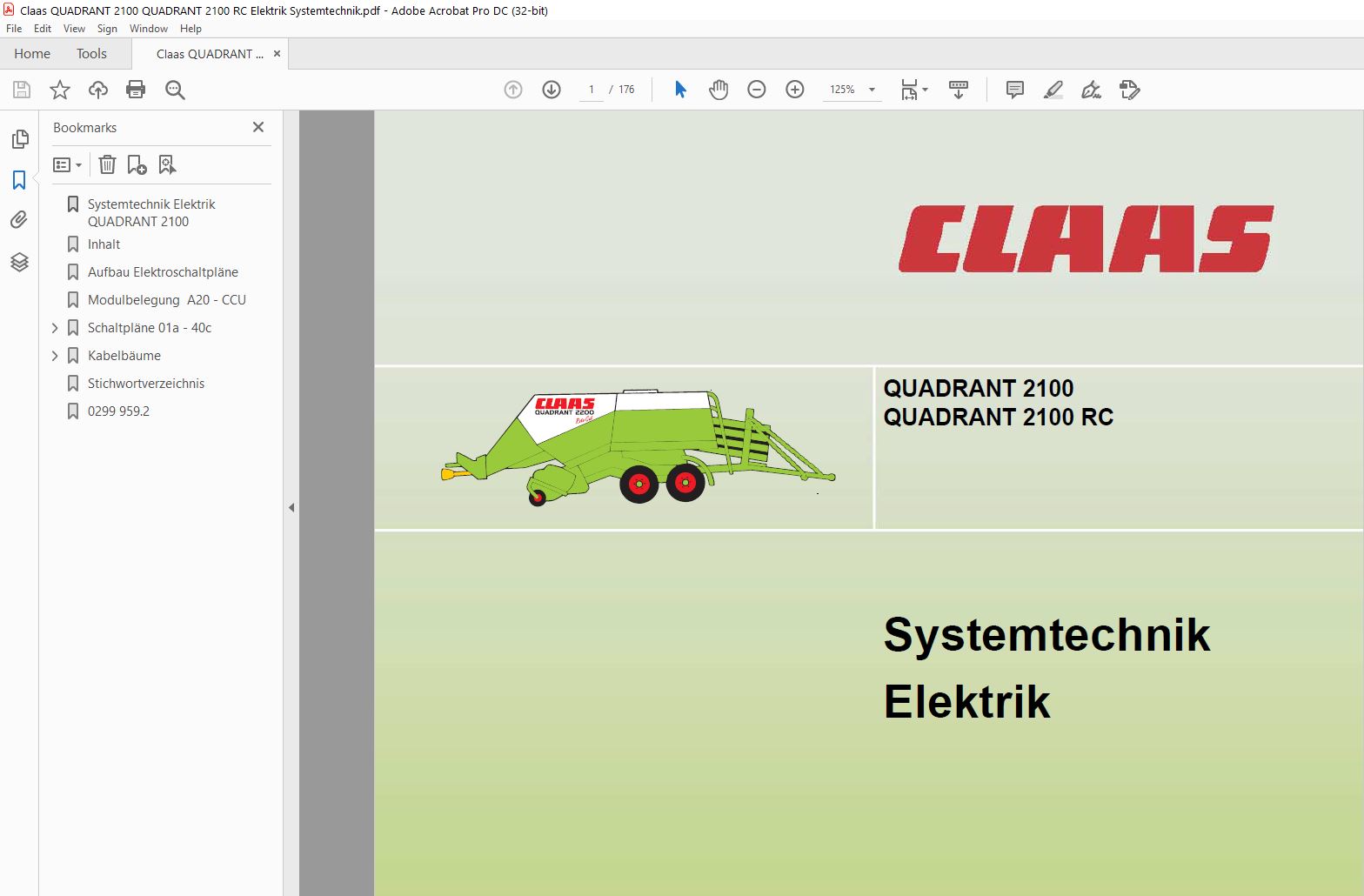 Claas QUADRANT 2100 QUADRANT 2100 RC Elektrik Systemtechnik - PDF ...