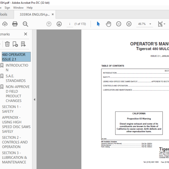 Tigercat 480 MULCHER OPERATOR'S MANUAL - HeyDownloads - Manual Downloads