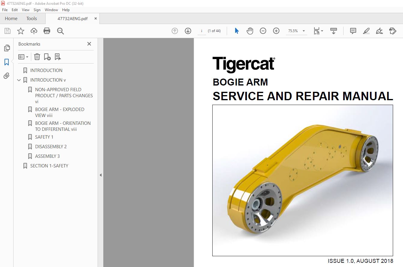 Tigercat Bogie Arm Service and Repair MANUAL - PDF DOWNLOAD