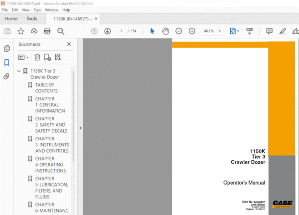 Case 1150K Tier 3 Crawler Dozer Operator's Manual 84146927 - PDF ...