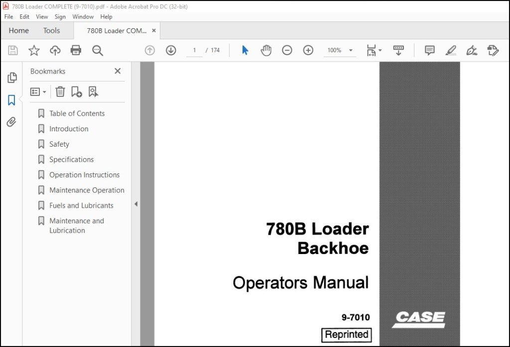Case 780B Loader Backhoe Operators Manual 9-7010 – PDF DOWNLOAD ...