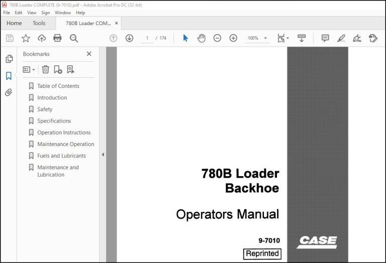 Case 780B Loader Backhoe Operators Manual 9-7010 – PDF DOWNLOAD ...