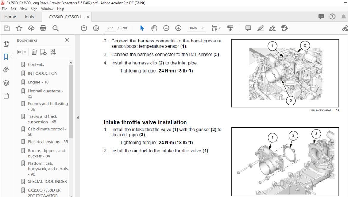 Case CX350D CX350D Long Reach Crawler Excavator Service Manual 51613402 ...