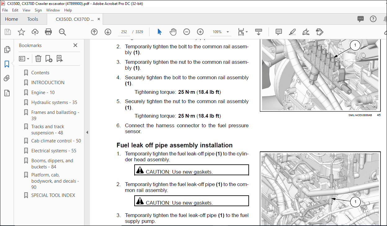 Case CX350D CX370D Crawler Excavator Service Manual 47899900 - PDF ...