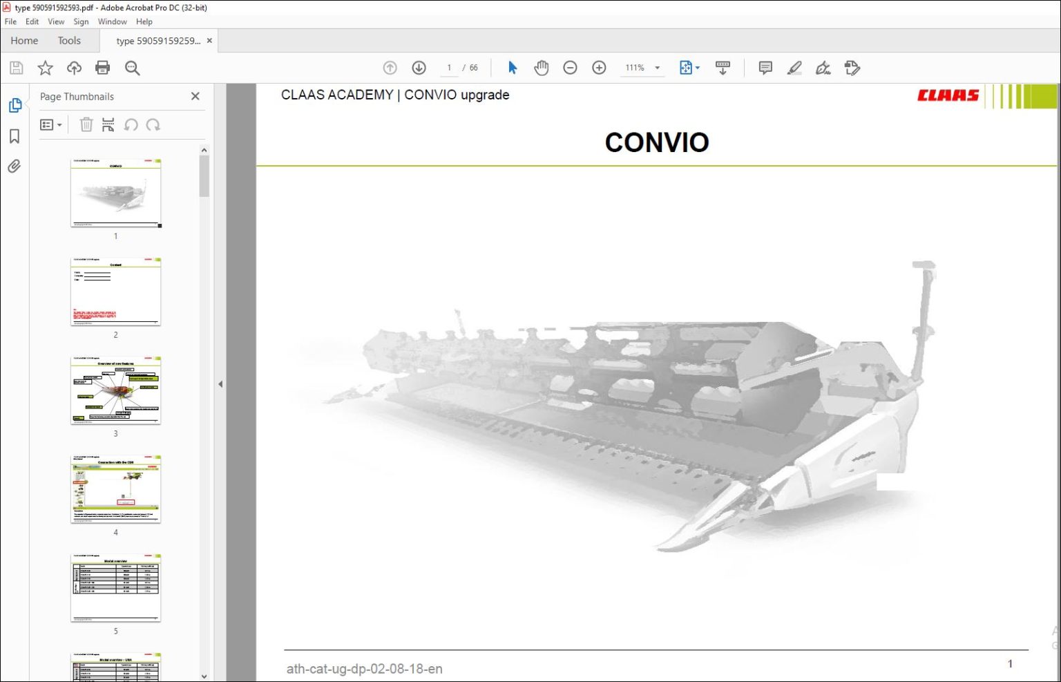 Class CONVIO 108012301380, CONVIO FLEX 108012301380 EN Tranining ...