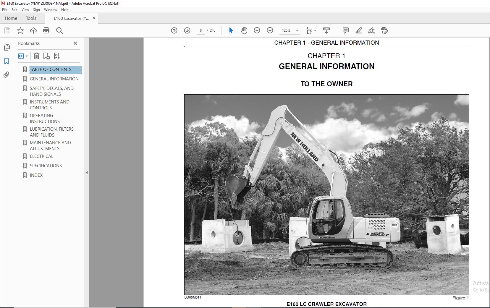 New Holland E160 Excavator Operator’s Manual YM91ZU0008F1 – PDF ...