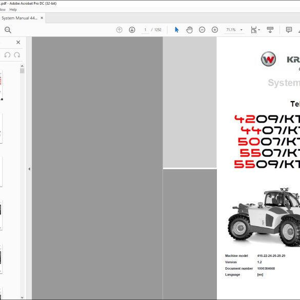 Wacker Kramer 2706/KT276 Telehandlers System Handbook Manual - PDF DOWNLOAD