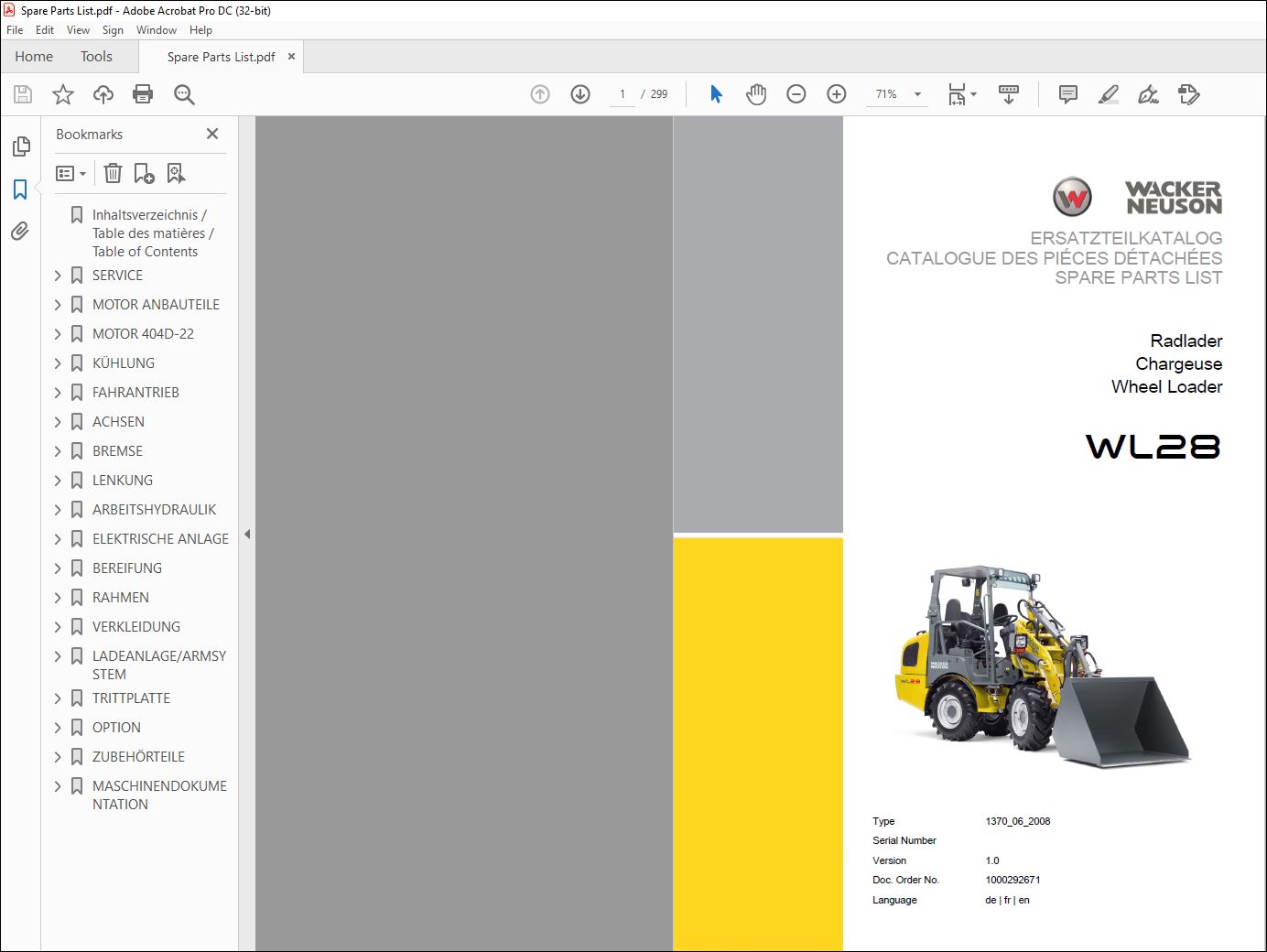 Wacker Neuson WL28 Wheel loader Spare Parts List Manual – PDF DOWNLOAD ...