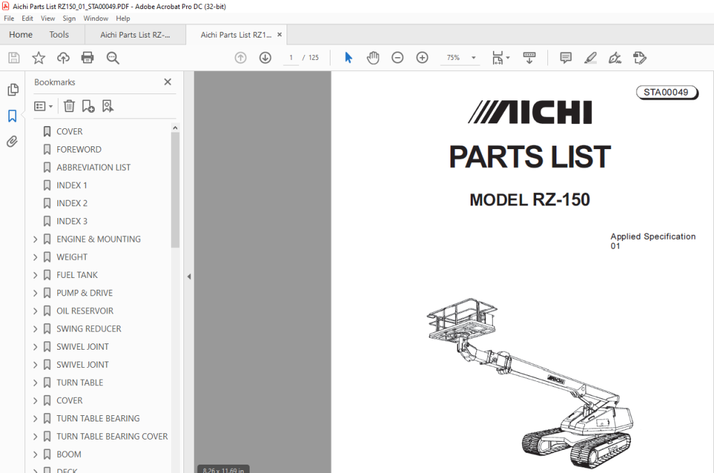 Aichi RZ-150 PARTS LIST MANUAL STA00049 - PDF DOWNLOAD