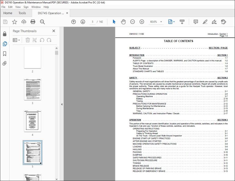 Komatsu 330M Dump Truck Operation & Maintenance Manual DG745 - PDF ...