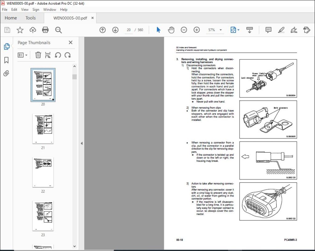 Komatsu PC40MR-3 Hydraulic Excavator Shop Manual WEN00005-00 – PDF ...