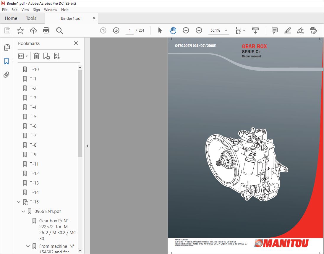 Manitou GEAR BOX SERIE C+ Repair manual 647020EN - PDF DOWNLOAD ...