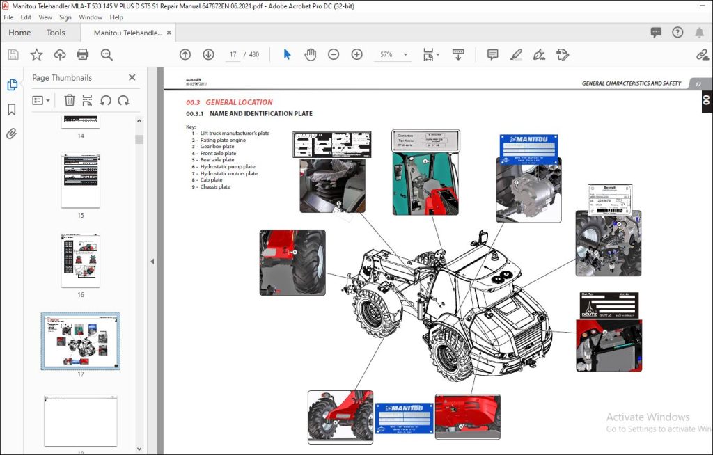 Manitou MLA-T 533 145 V PLUS D ST5 S1 Lift Truck Repair Manual 647872EN ...
