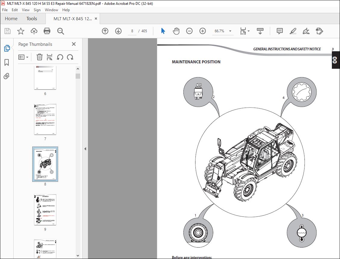 Manitou MLT 845-120 Serie 5-E3 Repair Manual M209EN – PDF DOWNLOAD ...