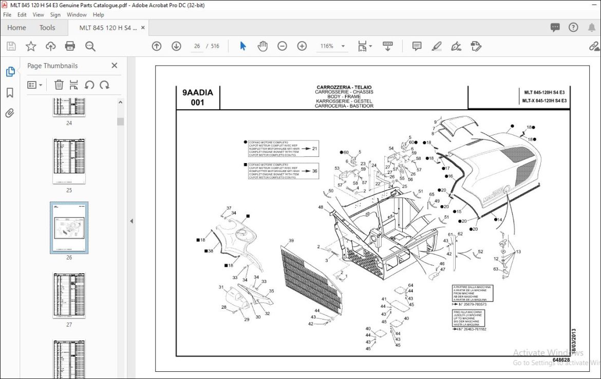 Manitou MLT 845-120H S4 E3 MLT-X 845-120H S4 E3 Genuine Parts Catalogue ...