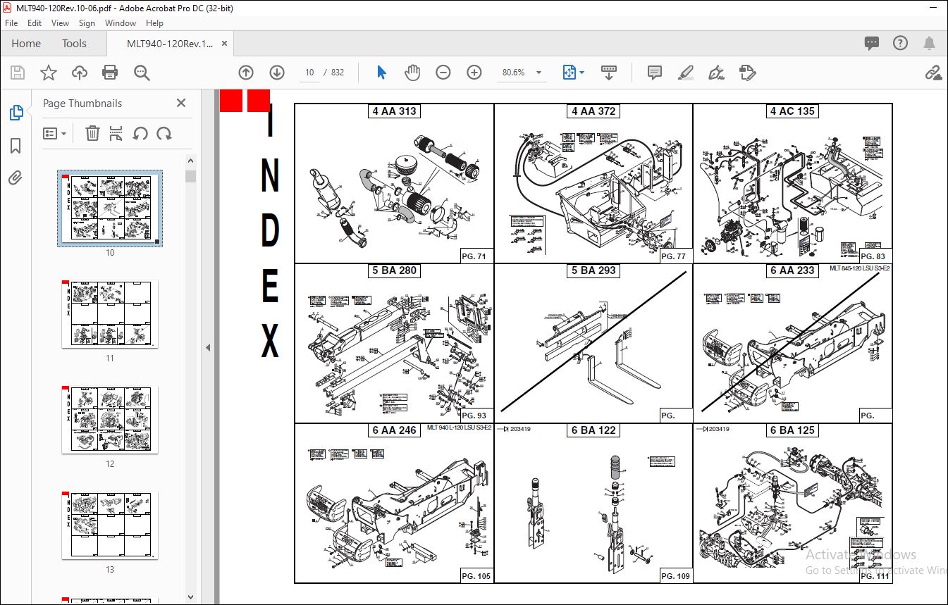 Parts Manual for Manitou MLT940-120 LSU TURBO 3-E2 (547850P) PDF ...