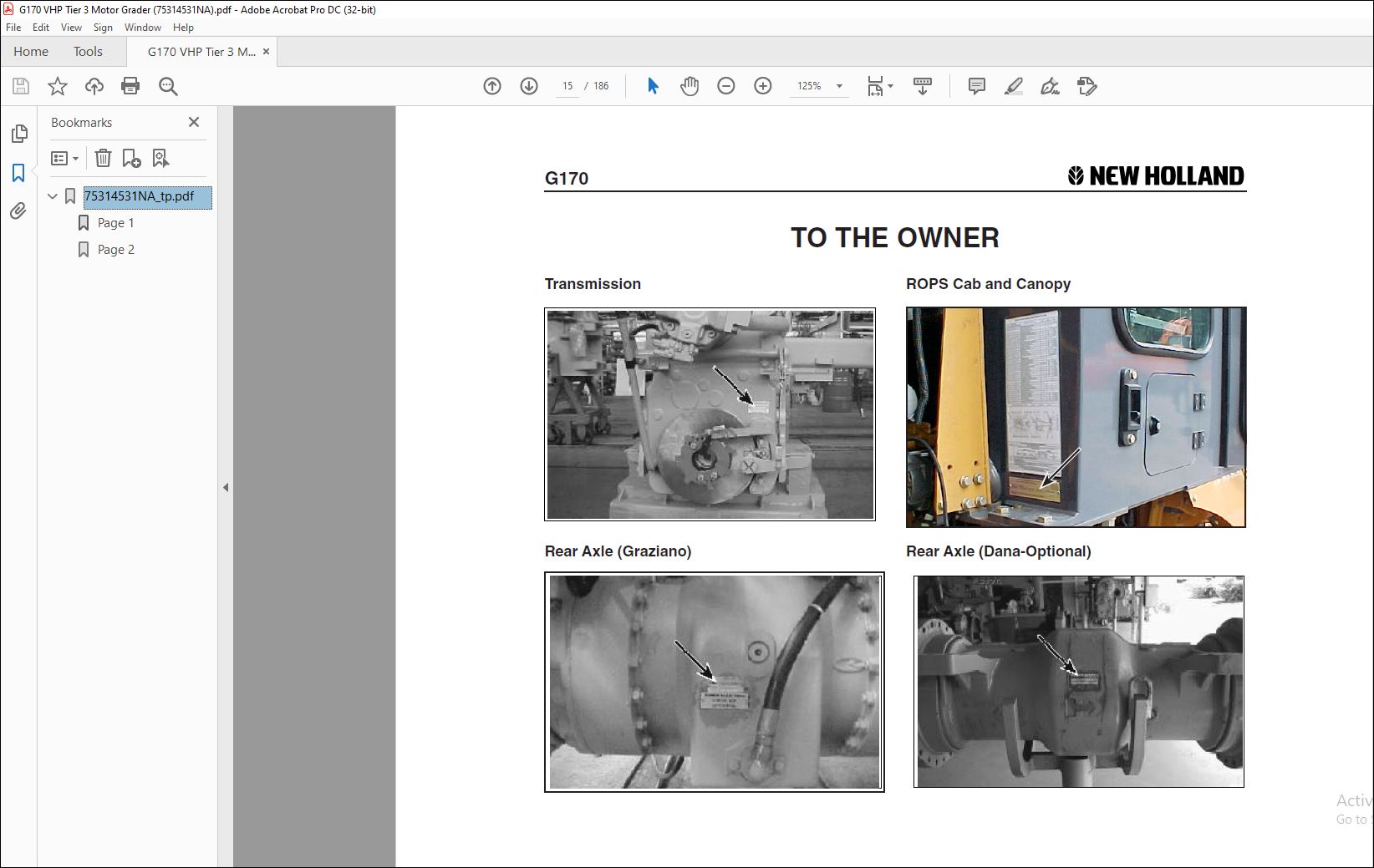 New Holland G170 VHP Tier III Motor Grader Operator’s Manual 75314531 ...
