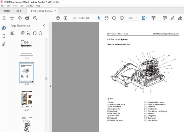 Sany SY50U Crawler Hydraulic Excavator Shop Manual – PDF DOWNLOAD ...