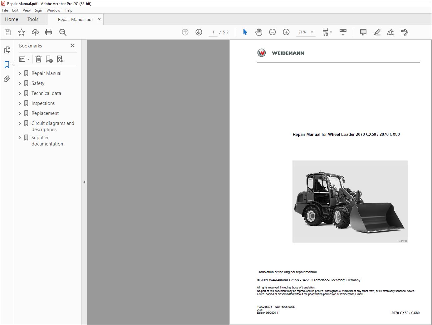 Wacker Neuson CX50 2070 CX80 Weidemann Wheel Loader Repair Manual - PDF ...