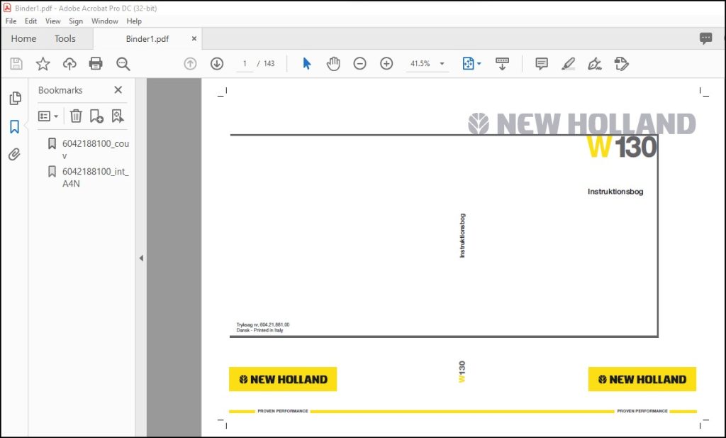 New Holland W130 Instruktionsbog 604.21.881.00 - PDF DOWNLOAD