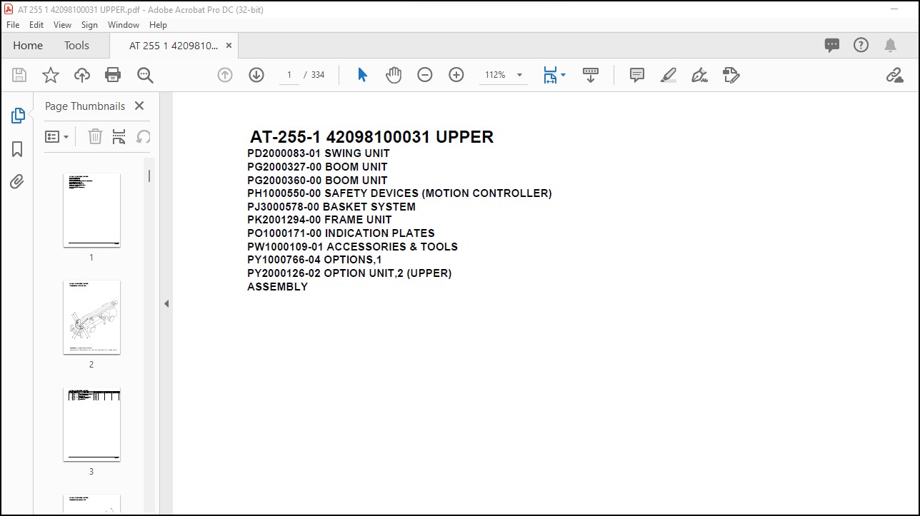 Tadano Crane AT-255-1 42098100031 UPPER Spare Parts Catalog Manual ...