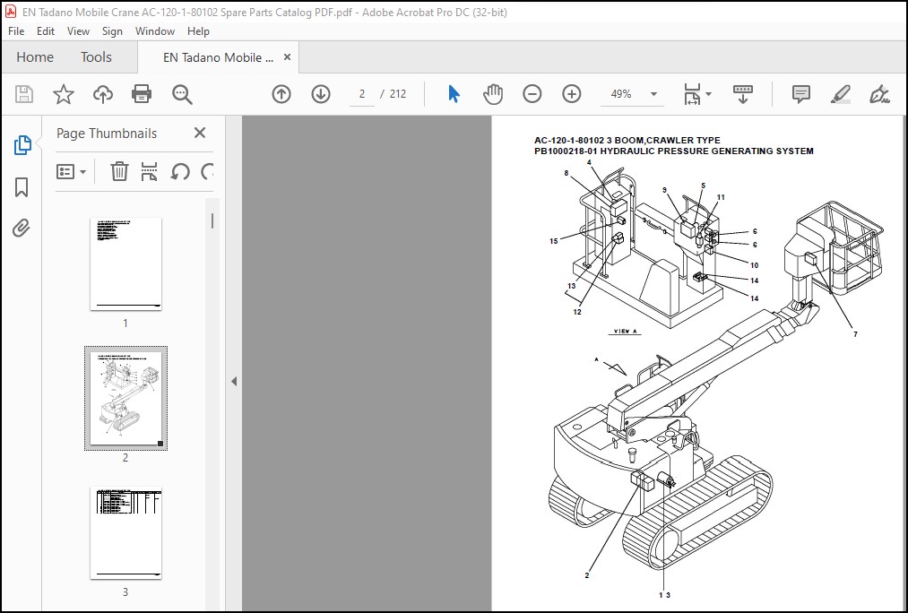 Tadano Mobile Crane AC-120-1-80102 3 Boom Crawler Type Spare Parts ...