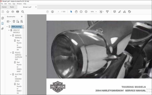 2004 Harley-Davidson FLT Touring Service Manual 99483-04 - PDF DOWNLOAD