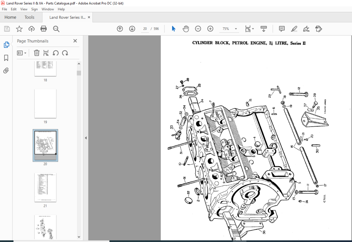 Land Rover Series II & IIA Petrol & Diesel Parts Catalogue Manual 4182 ...