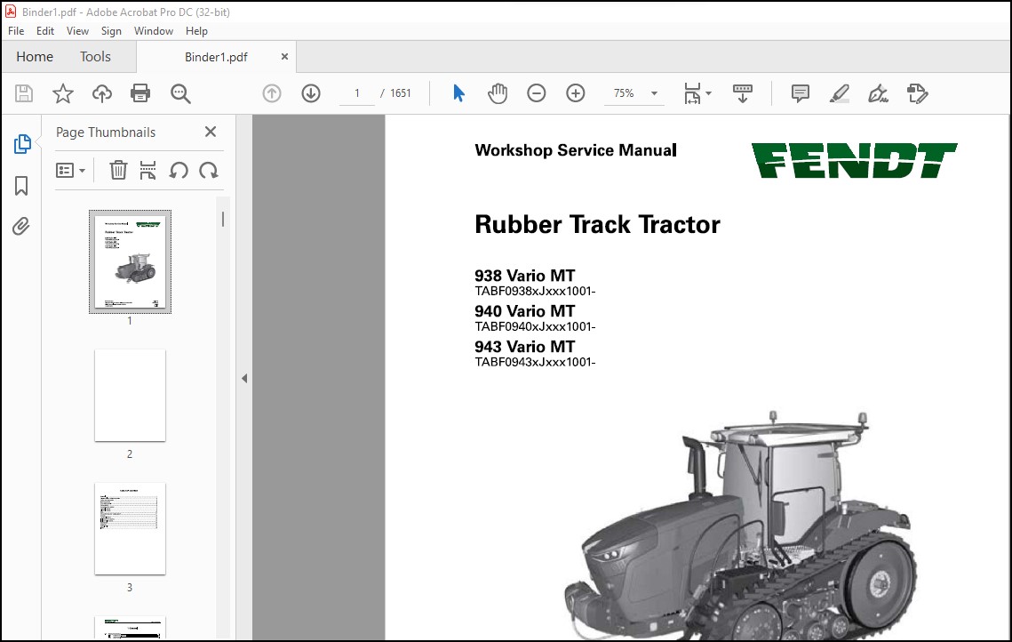 Fendt 938 Vario МТ 940 Vario МТ 943 Vario МТ Rubber Track Tractor ...
