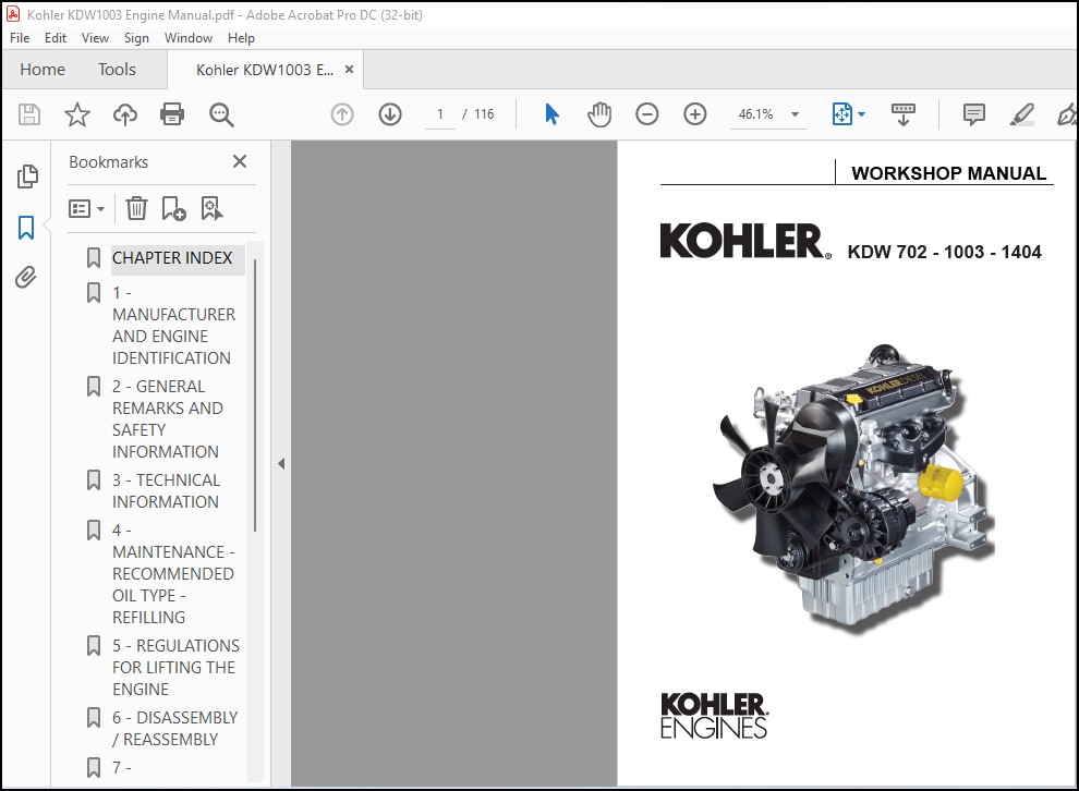 Kohler KDW 702 KDW 1003 KDW 1404 Workshop Manual – PDF DOWNLOAD ...